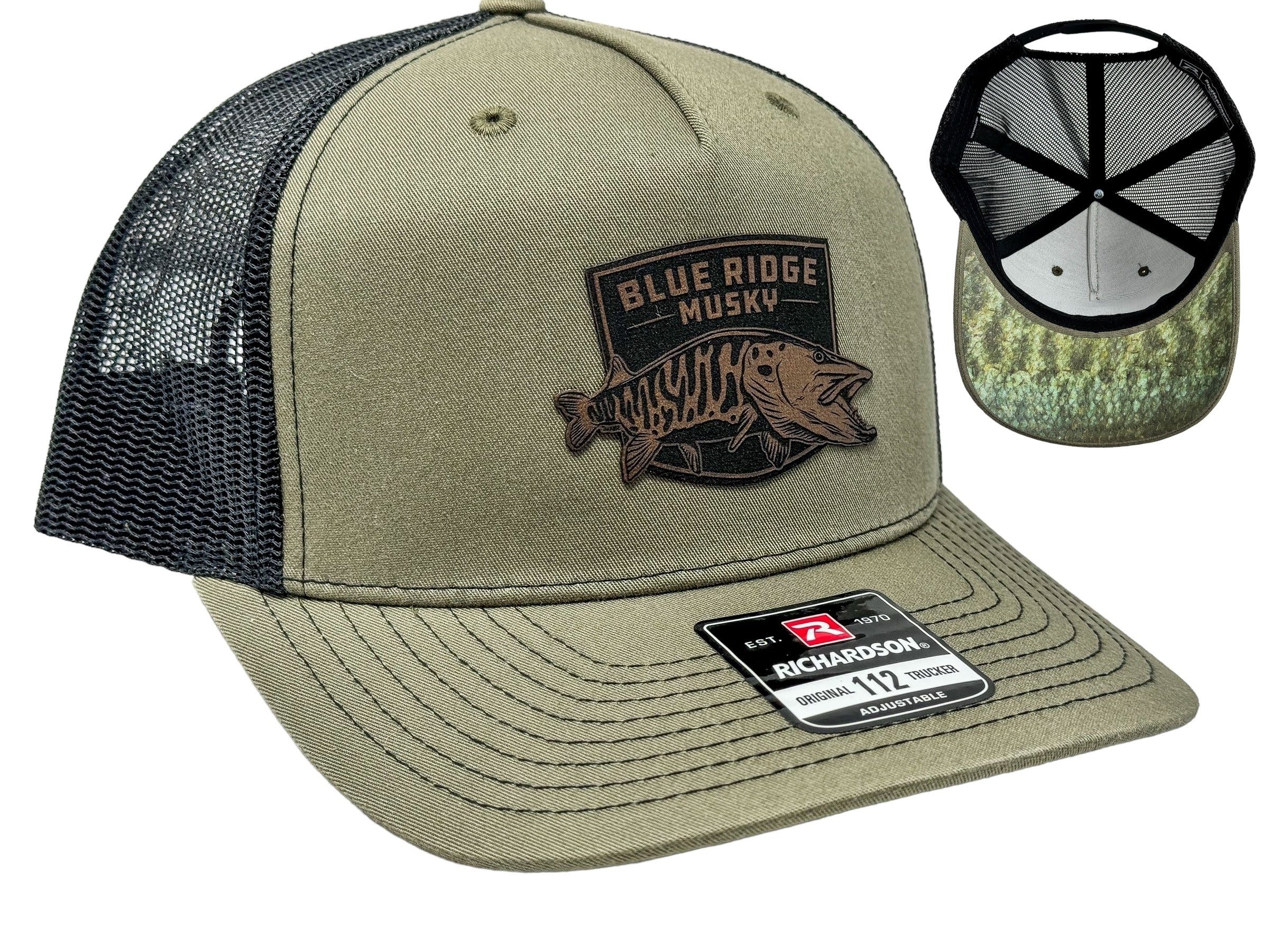BRM Leather Patch w/ Musky Scale Bill - OD Green / Black – James River ...